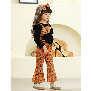 Queenstyle Toddler Girl Clothes Long Sleeve Ruffle Tops 2t 3t Girls Clothes Cute Bow Flare Pants Toddler Girl Fall Outfits with Headband