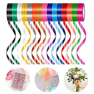 30 Rolls Curling Ribbons,15 Colors Balloon Ribbon Gift Wrapping Ribbons for Crafts,Metallic Balloon String Roll for Wedding Party Valentines Flowers Festival Art Craft Decor