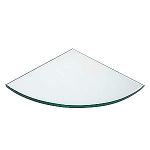 Pro Safe Glass 8" X 8" Quarter Circle Clear Tempered Floating Glass Corner Shelf - Glass Only