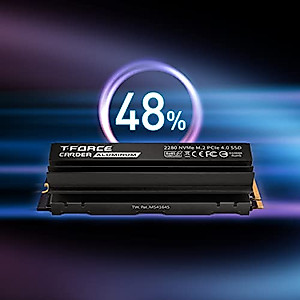 TEAMGROUP T-Force CARDEA A440 Pro Aluminum Heatsink 1TB with DRAM SLC Cache 3D TLC NAND NVMe PCIe Gen4 x4 M.2 2280 Gaming Internal SSD Works with PS5 Read/Write 7,200/6,000 MB/s TM8FPR001T0C128
