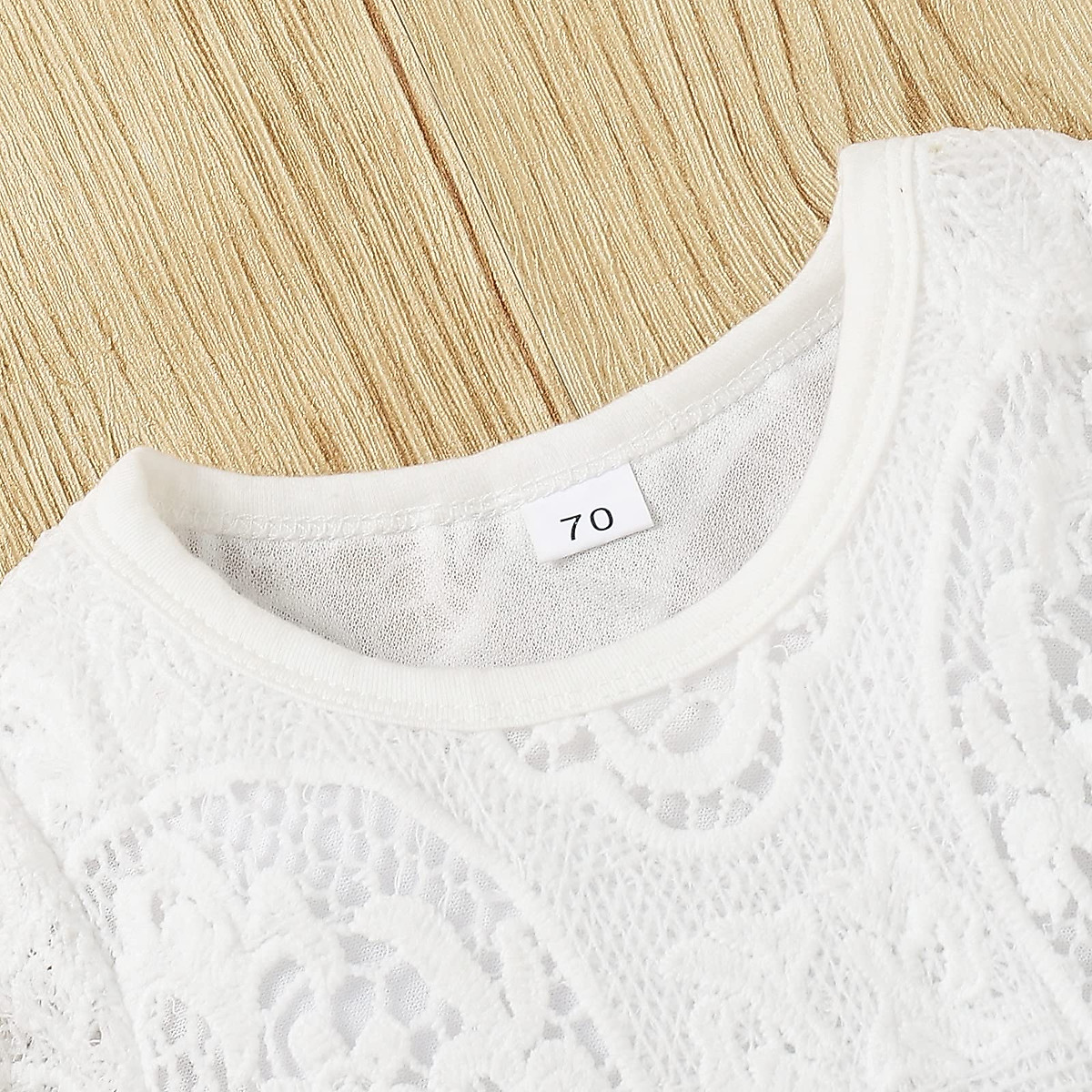 Tikoubabe Baby Girl Clothes Toddler Outfit Infant White Lace Romper Long Sleeve + Jeans Pants Clothing Set 3-6 Months 70cm