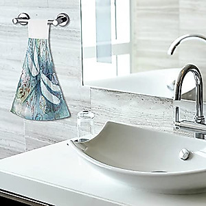 Blue Dragonfly Hand Towel 2 Pack Watercolor Flower Hanging Tie Towels Soft Absorbent Tea Bar Towels for Kitchen Gym Hotel
