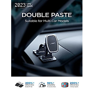 LISEN Magnetic Phone Holder for Car Fit Curved Surfaces Car Phone Holder Mount Flexible & Stable Dashboard Magnetic Phone Car Mount with 3 Metal Plates Fit All iPhone 14/13/12/11,Pro,Pro Max,Android