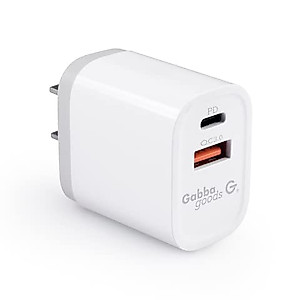 Gabba Goods 18W USB C Wall Charger, Dual Port Fast PD+Quick Charge 3.0 Block Plug Compatible with iPhone 13 12 11 Pro Max SE/XR/X iPad,USB C Power Adapter for iPhone 13/12 13 Pro Max 13 Mini 18 watts