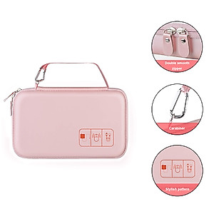 Canboc Hard Electronic Organizer Travel Case Electronics Accessories Cable Gadget Wire Storage Tech Bag Double Layer Shockproof Box for Charger Cord Flash Drive Mouse Apple Pencil Power Bank,Rose Gold