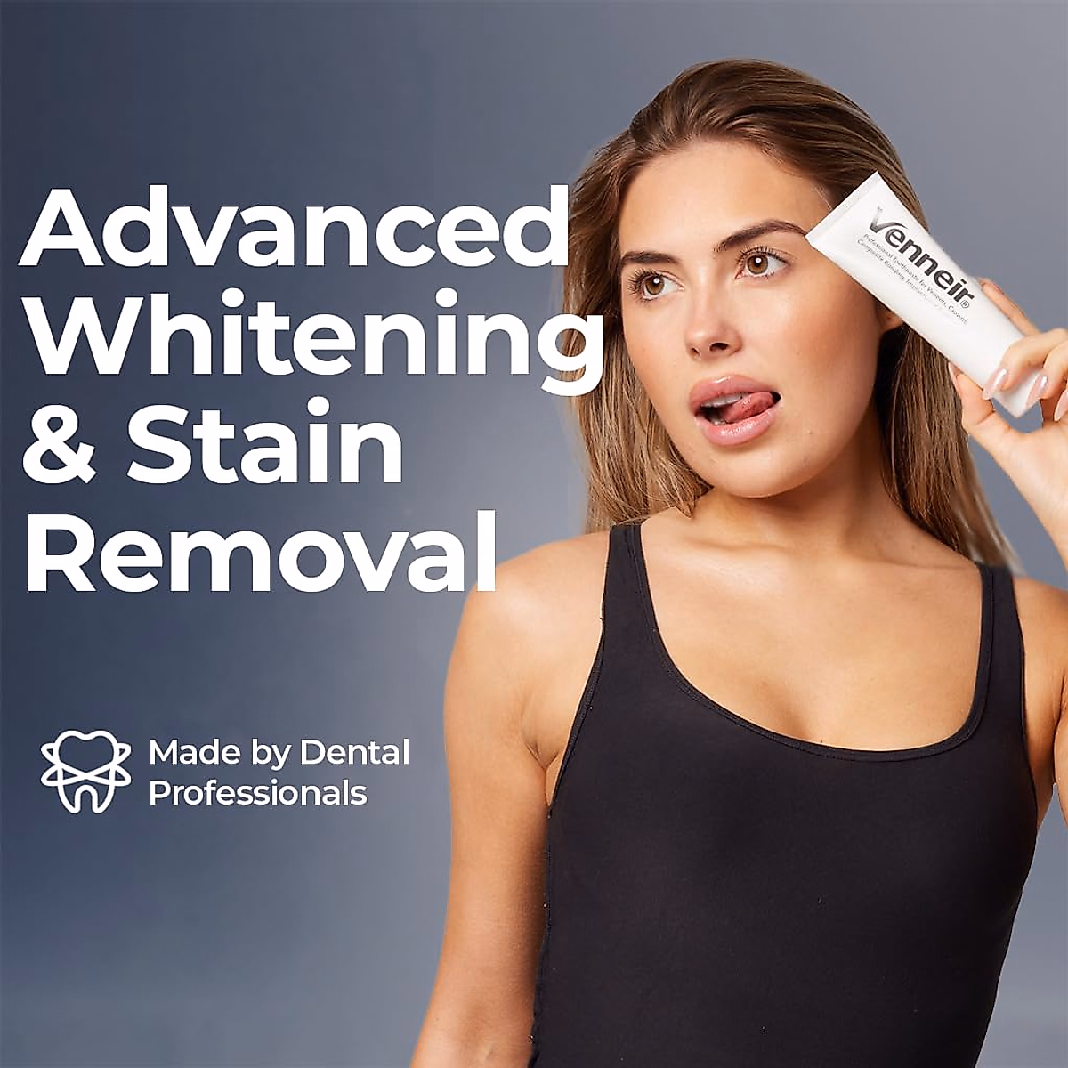 Venneir® Professional Toothpaste for Veneers, Implants, Bondings, Crowns & Sensitive Teeth — Stain Removing, Whitening, Natural, SLS Free, Pro Enamel Repair