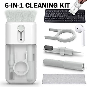6 in 1 Multifunctional Computer Keyboard Cleaning Brush Earbuds Cleaning Pen Screen Cleaning Tools Kit (Color : (C) White-Bendable)