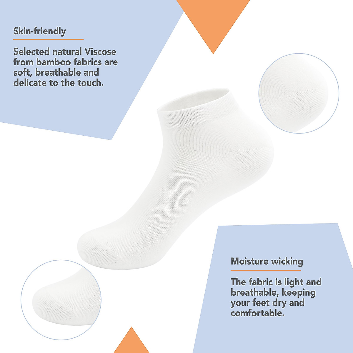 SERISIMPLE Viscose Bamboo School Socks Ankle Super Soft Kids Socks Stretch Cuffs Athletic Socks Odor Resistant Anti-odor 5 Pairs (Medium, White)