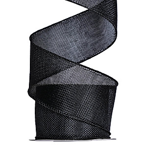 Ribest Burlap Black Wired Ribbon, 2 1/2 inch 10 Yard, Jute Ribbon for Decoration Bows Craft Gift Wrapping Wreath Sewing