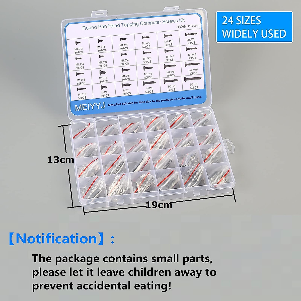 MEIYYJ 1100pcs Round Pan Head Tapping Screws Laptop Notebook Computer Screws Kit,M1.2,M1.4,M1.5,M1.7,M2 countersunk Phillips Mini Screw Set for Electronic Repair (1100PCS)