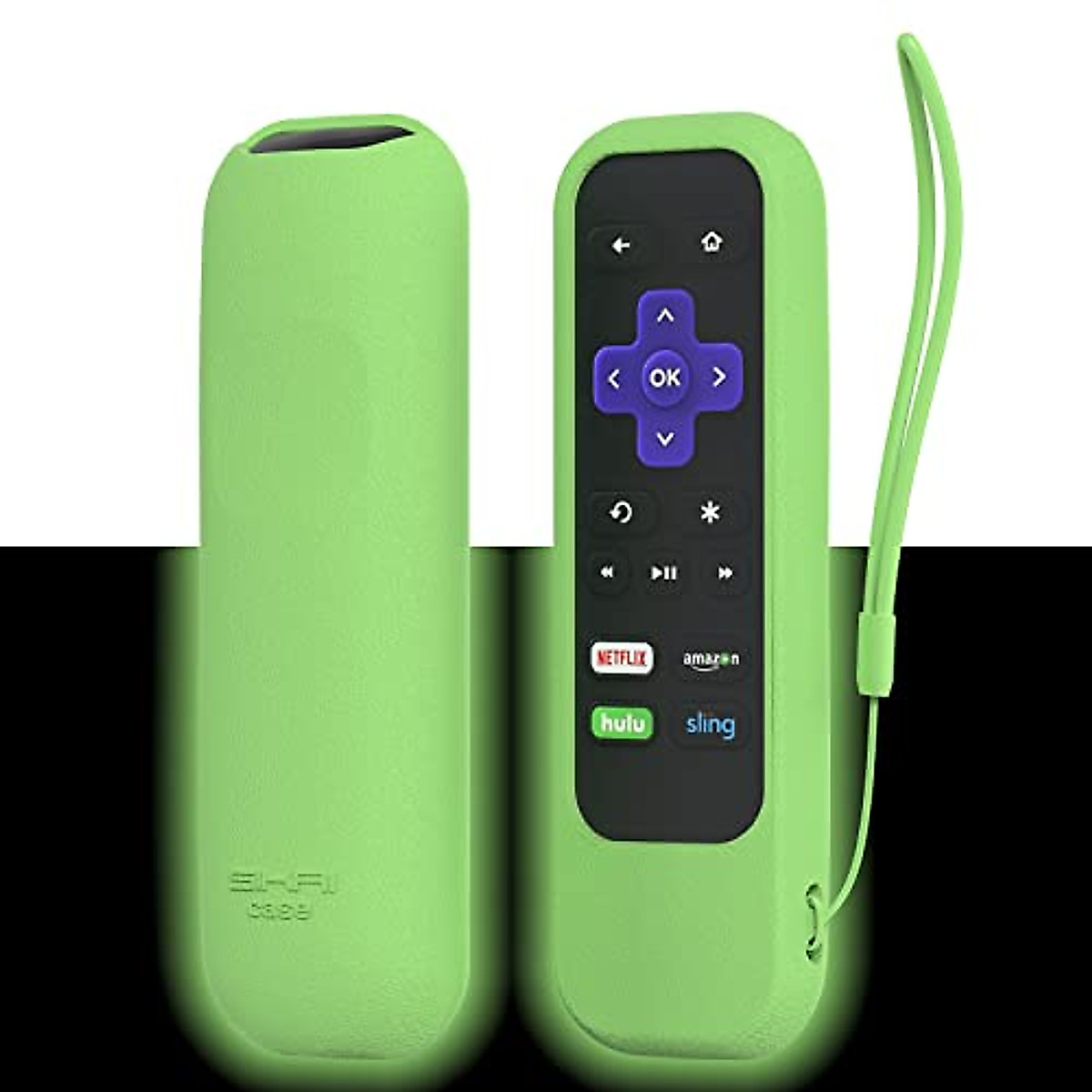 Protective Case for Roku Express/Express+,Roku 2 (4210R),Roku LT,Premiere,RC83,Streaming Stick RC41,3800RT,TCL R655 Remote Case Light Weight Shock Proof Silicone Remote Cover(Glow in Dark Green)
