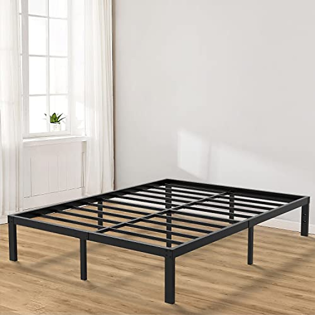 xtfei 14" Queen Bed Frame Heavy Duty Metal Beds Frames with Storage No Box Spring Needed Noise Free Sturdy Steel Slats Support 3500lbs