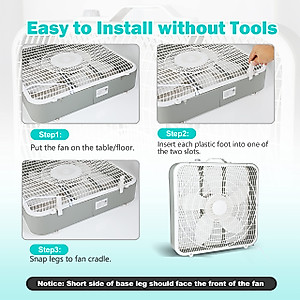 Simple Deluxe 20” Box Floor Fan, 3-Speed Cooling Fan with Aerodynamic Shaped Fan Blades, Convenient Carry Handle and Safety Grills, White