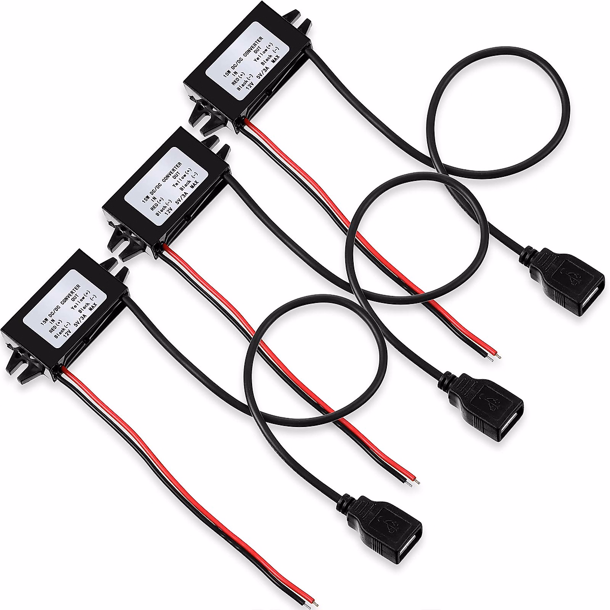 Weewooday 12V to 5V DC Converter Buck Module USB Output Power Adapter DC to DC Regulator Car Power Converter