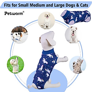PetWarm Dog Onesie for Spay Neuter,Dog Recovery Suit,Anti-Licking Pet Surgical Recovery Snugly Suit Bodysuit for Abdominal Wounds Skin Disease Female Male Dog Bodysuit,Unicorn Pattern,Blue,XS