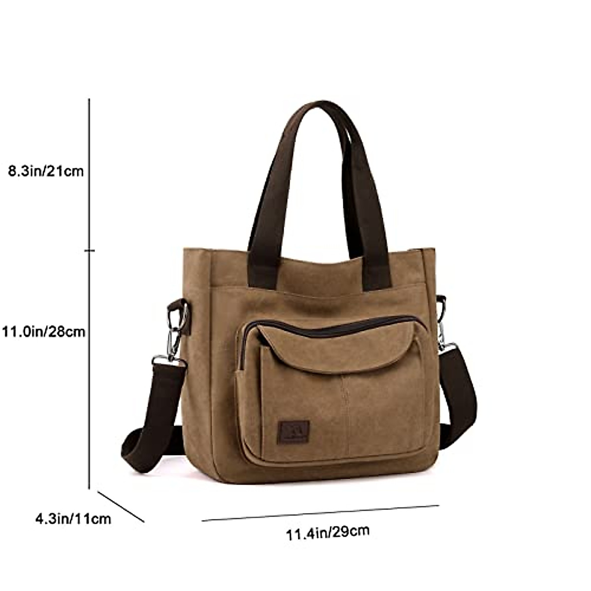 Ashioup Women's Canvas Tote Purse Shoulder Bag Retro Handbag Crossbody Bag Multi-pocket Top Handle Work Bag