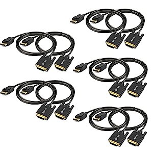 UKYEE Displayport to DVI Cable 6ft 10-Pack, Display Port (DP) to DVI Adapter Cord Male to Male Compatible with Computer,Laptop,PC,Monitor,Projector,HDTV -Black