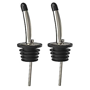 WANBAO 2Pcs Liquor Pourers Stainless Steel oil spouts Bottle Pour Spouts for Oil, Wine, Vinegar and Liquid, With Dust Caps.