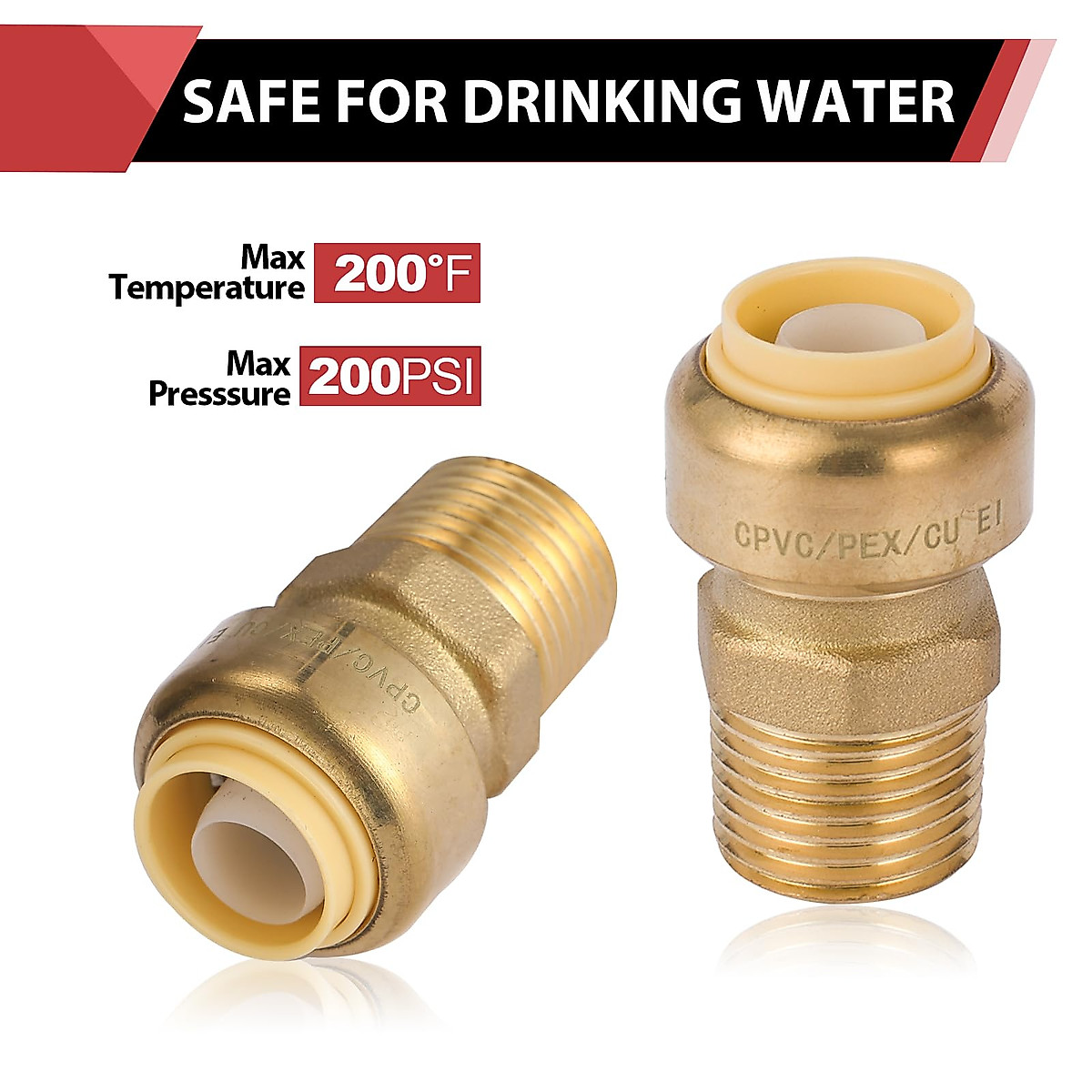 (Pack of 2) EFIELD 3/4 Inch x 3/4 Male Adapter Push to Connect Pex Copper, CPVC, 3/4 Inch, with a Disconnect Tool