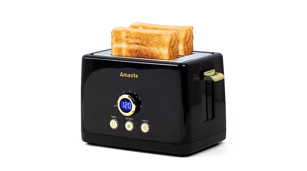 Retro 2 Slice Toaster with LED Timer & Wide Slots | Amaste