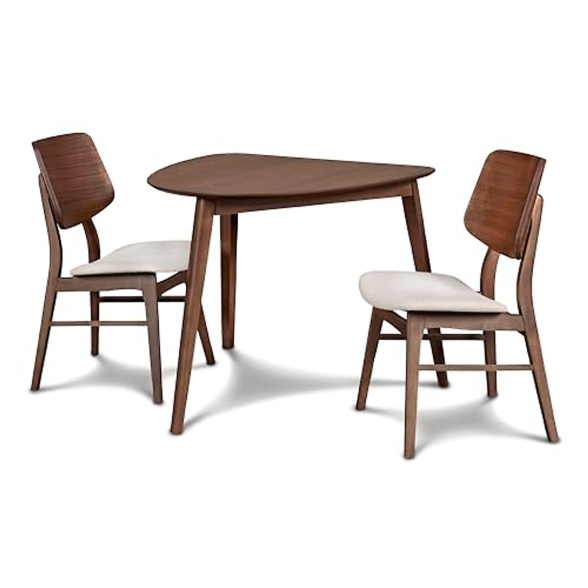 New Classic Furniture Mid-Century Modern Oscar Corner Table 3-Piece Dining Set, Walnut