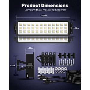 AGranTOP 6-Pack Plug in LED Shop Lights, 100W 15000LM Aluminum Garage Light w/ 118inch Power Cord, IP66 Waterproof Shop Lights for Garage, Workshop, Warehouse (Built-in ON/Off Switch)