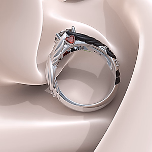 CeleStella Symphony of Light & Darkness Wings Round Cut 18K White Gold Plated Sterling Silver Ring (9)