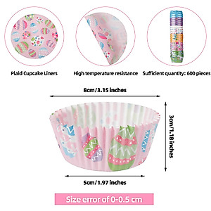 Patelai 600 Pcs Easter Cupcake Liners Mini Easter Baking Cups Egg Bunny Chick Wrappers Paper Liners for Easter Party Decorations Supplies