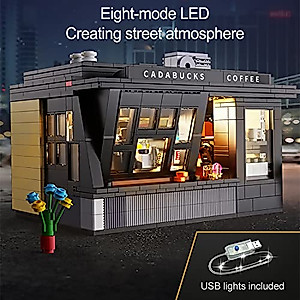 NEWRICE Modern Cafe Architecture Building Blocks Kit with Light,MOC City Street Coffee House Model Set, Building Toy for 6+ Year Boys.Adult.New 2022(768 Pieces)