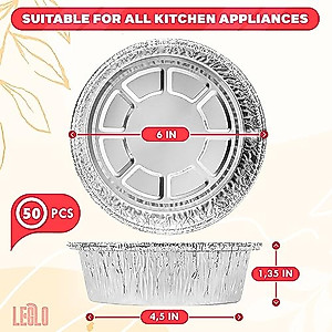 LEGLO 6&#039;&#039; Round Tin Foil Cake Pans - Round Cake Pan Baking Container Pack of 50 Foil Pan Aluminum Foil Pans Microwave Cooking Pan Heavy Duty Cooking Pans- Round Baking Pan Storage Aluminum Pie Pans