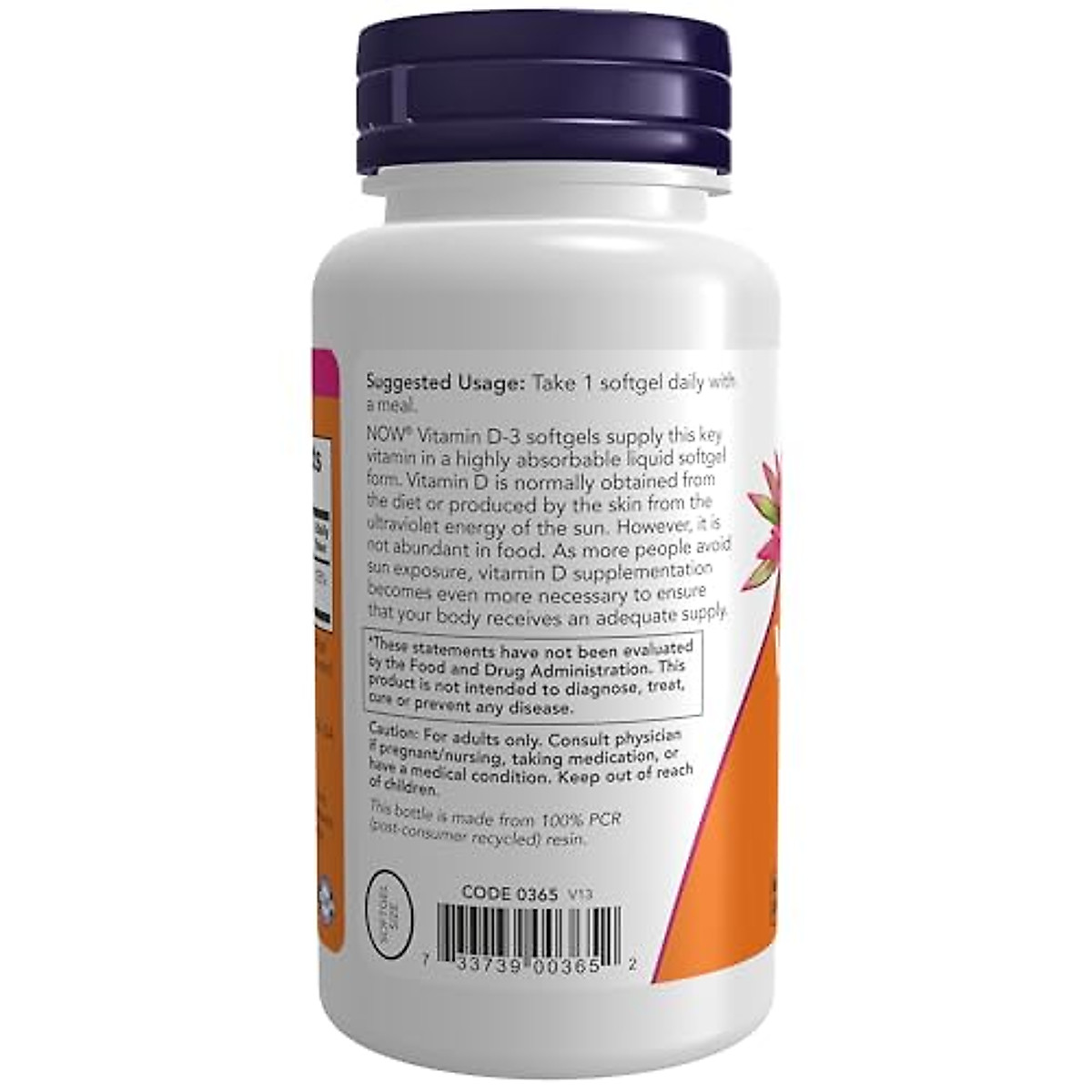 NOW Supplements, Vitamin D-3 1,000 IU, High Potency, Structural support*, 180 Softgels