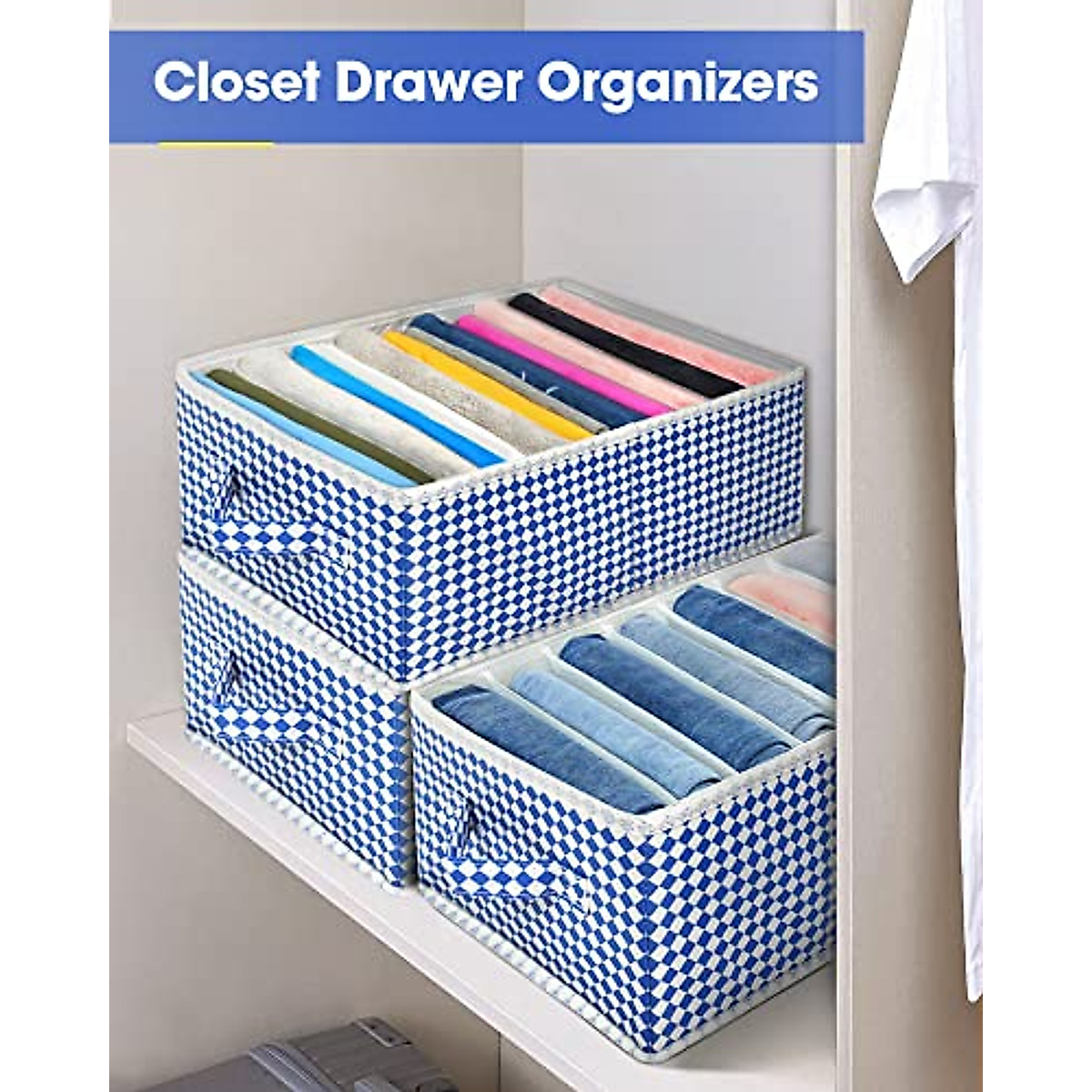MULISOFT Drawer Organizers for Clothing, 2 Pack Underwear Drawer Organizer Clothes, 10 Grids Clothes Organizer for Folded Clothes,Wardrobe Clothes Organizer for Jeans,Pant,Sweaters,T-Shirt,Underwear