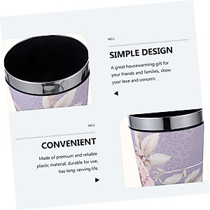 EXCEART Garbage Can Retro Style Trash Can Trash Can Bedroom Trash Storage Can Stainless Trash Can Trash Container Bathroom Trash Can Wastebasket Purple Office Counter Stainless Steel Ring