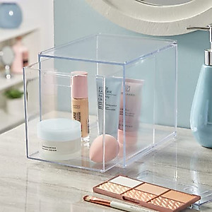STORi Audrey Stackable Clear Bin Plastic Organizer Single Drawer | 6.75-Inches Tall | Organize Cosmetics and Beauty Supplies on a Vanity | Made in USA