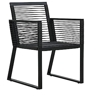 WHOPBXGAD 7 Piece Patio Dining Set Rattan Chair,Gardens Patio Furniture,Oak Patio Furniture Set,Sui for Gardens, lawns, terraces, poolsides, patios,Black PVC Rattan