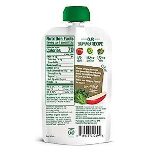 Happy Baby, Organic Stage 2 Food Simple Combos Apples 4oz , Spinach Apple Kale, 64 Ounce (Pack of 2)