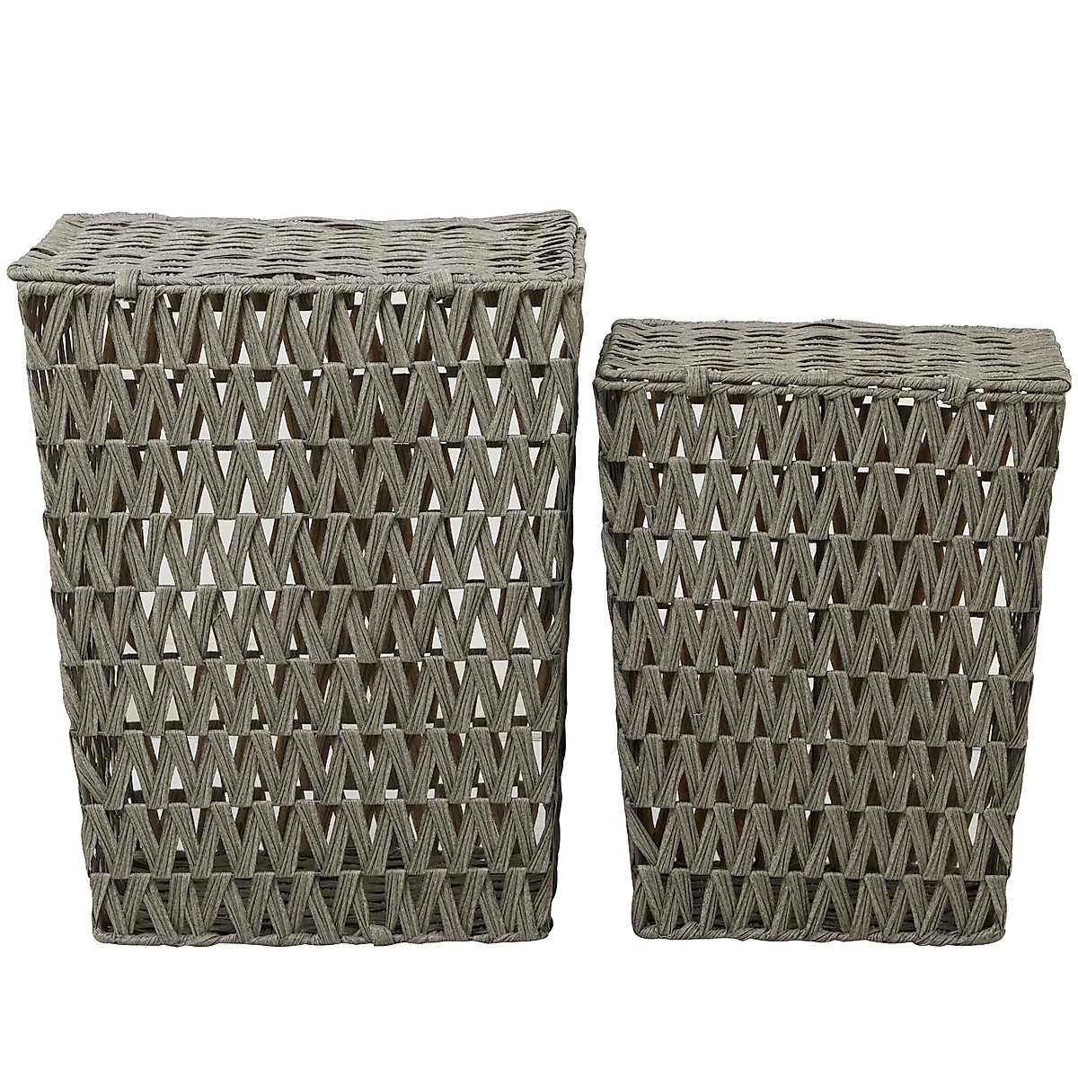 Deco 79 Metal Storage Basket with Matching Lids, Set of 2 22", 19" H, Gray