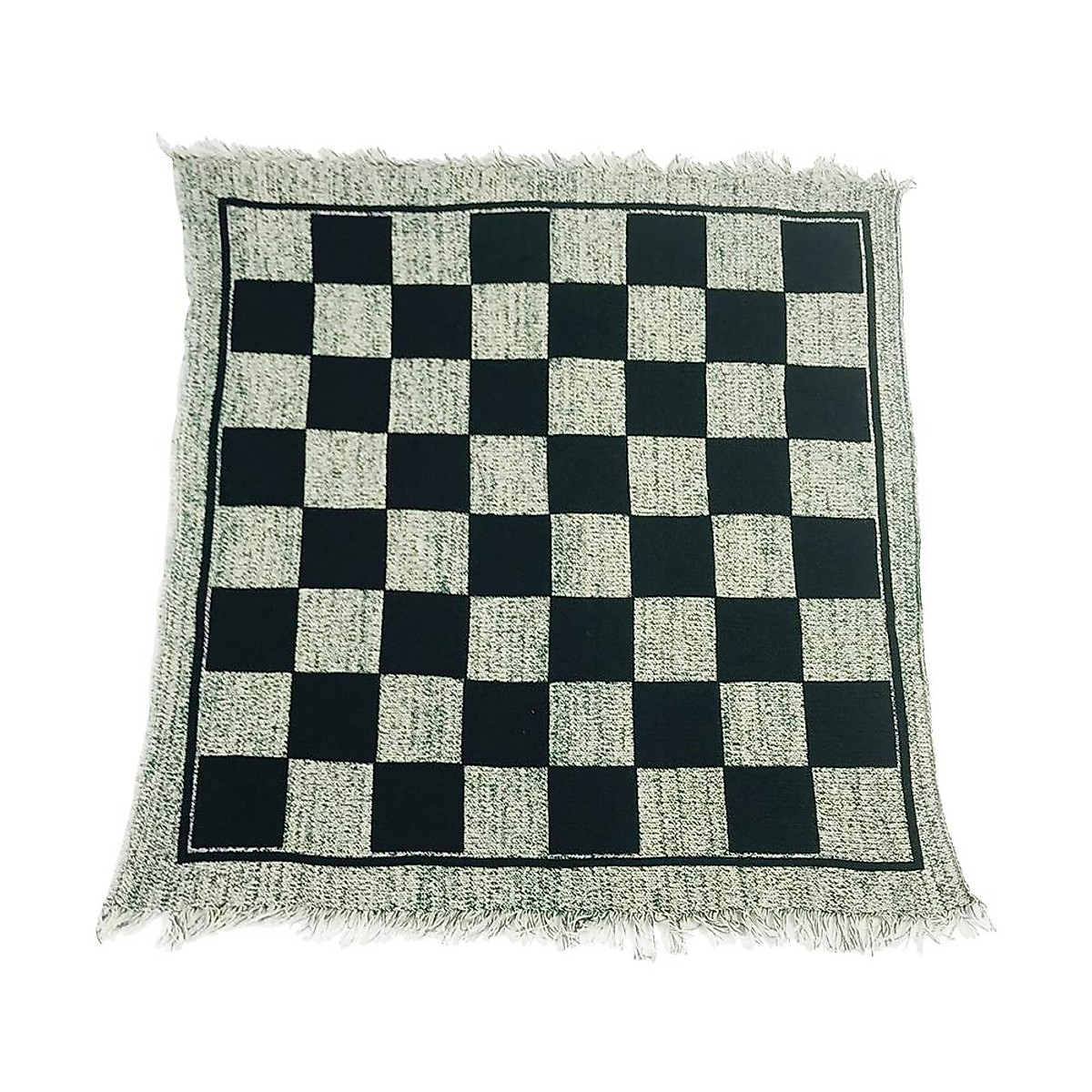 YH Poker 3 in 1 Giant Checkers Set and Tic Tac Toe Game with Reversible Rug - Indoor and Outdoor Board Game for Family, Great for Camping, Backyard, Lawn Game and Other Activities