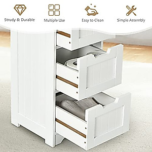 Nightstand Bedside Table Drawer Cabinet Bathroom Floor Cabinet Free-Standing Side Storage Organizer With 4 Drawers Simple Design And Classic Style Fits Well With Any Home Decor Storage Tower Dresser