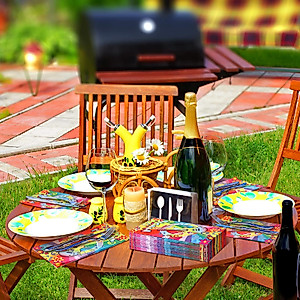 Bencailor 200 Sheets 60s Groovy Party Napkins Hippie Disposable Paper Napkins 60s Hippie Themed Party Decorations Peace Love Tie Dye Disposable Paper Napkins Party Supplies Favor