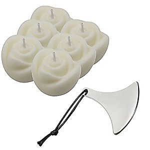 Zestler Bundle Stainless Steel Wax Removal Blade + 6 White Low Temperature Body Safe Rose Candle Refills