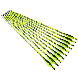 Pinals Archery Camo Crossbow Bolts 22 20 inch Carbon Hunting Arrows Crossbolt 12PCS Yellow 20"