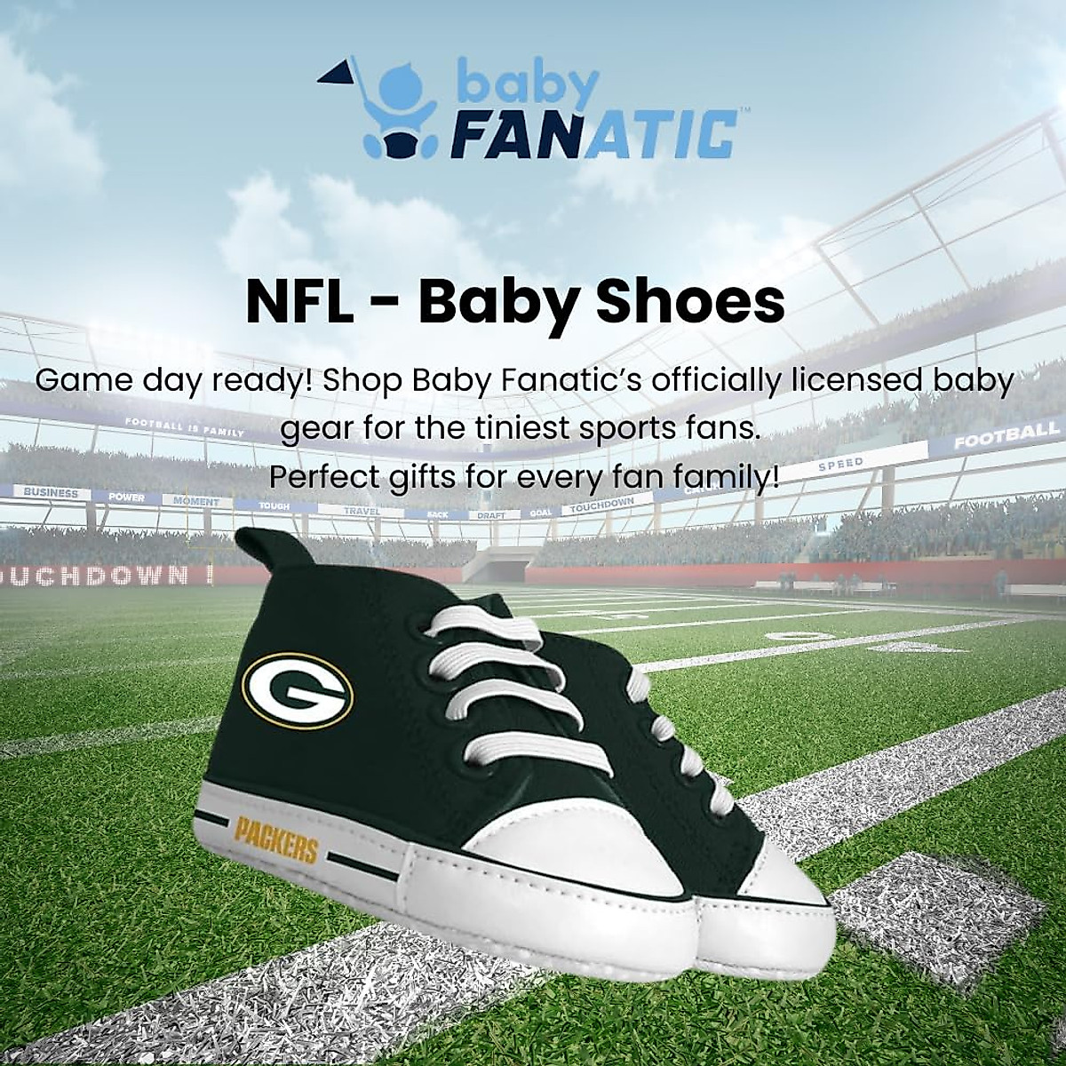 MasterPieces - NFL Baby Pre-Walkers Shoes, Officially Licensed Seattle Seahawks Football, High Top Sneakers, Soft Anti-Slip Soles, Boys and Girls, 0-6 Months Team Color