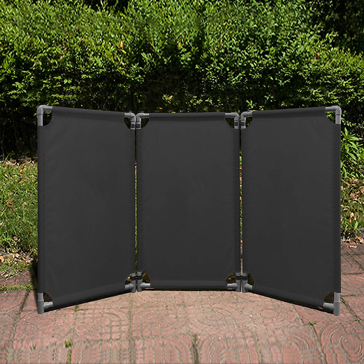 3 Panels Safety Barricade 5.8FT Foldable Security Sign Barrier Gate with Heavy Duty PVC Frame High Visibility Caution Symbol Crowd Control Restricted Area Pedestrian Barricade Traffic Fence Black