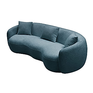 kevinplus 94'' Blue Cloud Curved Sofa Boucle Couch for Living Room, Modern Luxury Contemporary Upholstered Sectional Sofa Couch for Home Apartment Office Studio, 3 Pillows, Blue