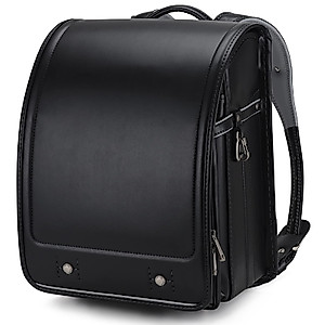 Randoseru Japanese schoolbag for primary school students?backpacks for kids boys and girls (Pure black)