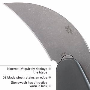 CRKT Provoke Compact: Kinematic EDC Folding Pocket Knife, Morphing Karambit, D2 Plain Edge Blade, Aluminum, Pocket Clip, 4045