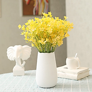 Grand Verde Yellow Plastic Flowers Artificial Bouquets Faux Wildflowers Real-Touch Plants DIY Home Decor Table Centerpiece Birthday Decoration, Bulk 10pcs