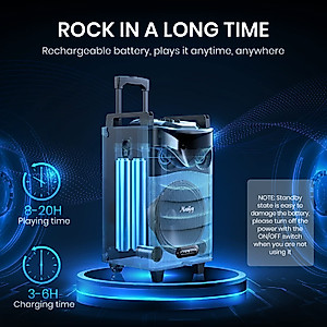 Moukey Karaoke Machine, PA System Woofer, Portable Bluetooth Speaker w/ 2 Wireless Microphones, Lyrics Display Holder, Party Lights & Echo/Treble/Bass Adjustment, Support TWS/REC/AUX/MP3/USB/TF/FM