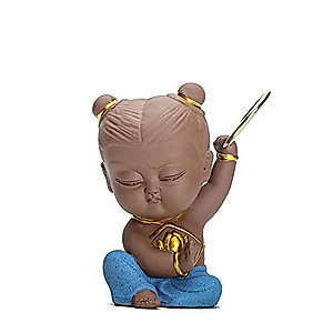 Kingzhuo Collectible Dolls Figurines Nezha Figurine Handcraft Artwork Ceramics Statue Chinese Ancient Legendary Hero Nezha Collectible Figurines Ceramic Ornaments Decoration Adorable Gift (7 x 10 CM)